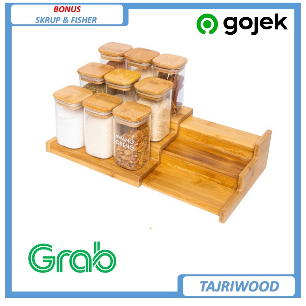 Jual Kara 3Tier Shelf Rak Bumbu Tingkat Tangga Kayu Bambu / Kara 3 Tier ...