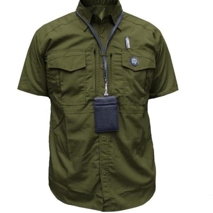 Jual Baju Hem Pria Kemeja Hijau Army Tni Lengan Pendek Big Size Jumbo ...