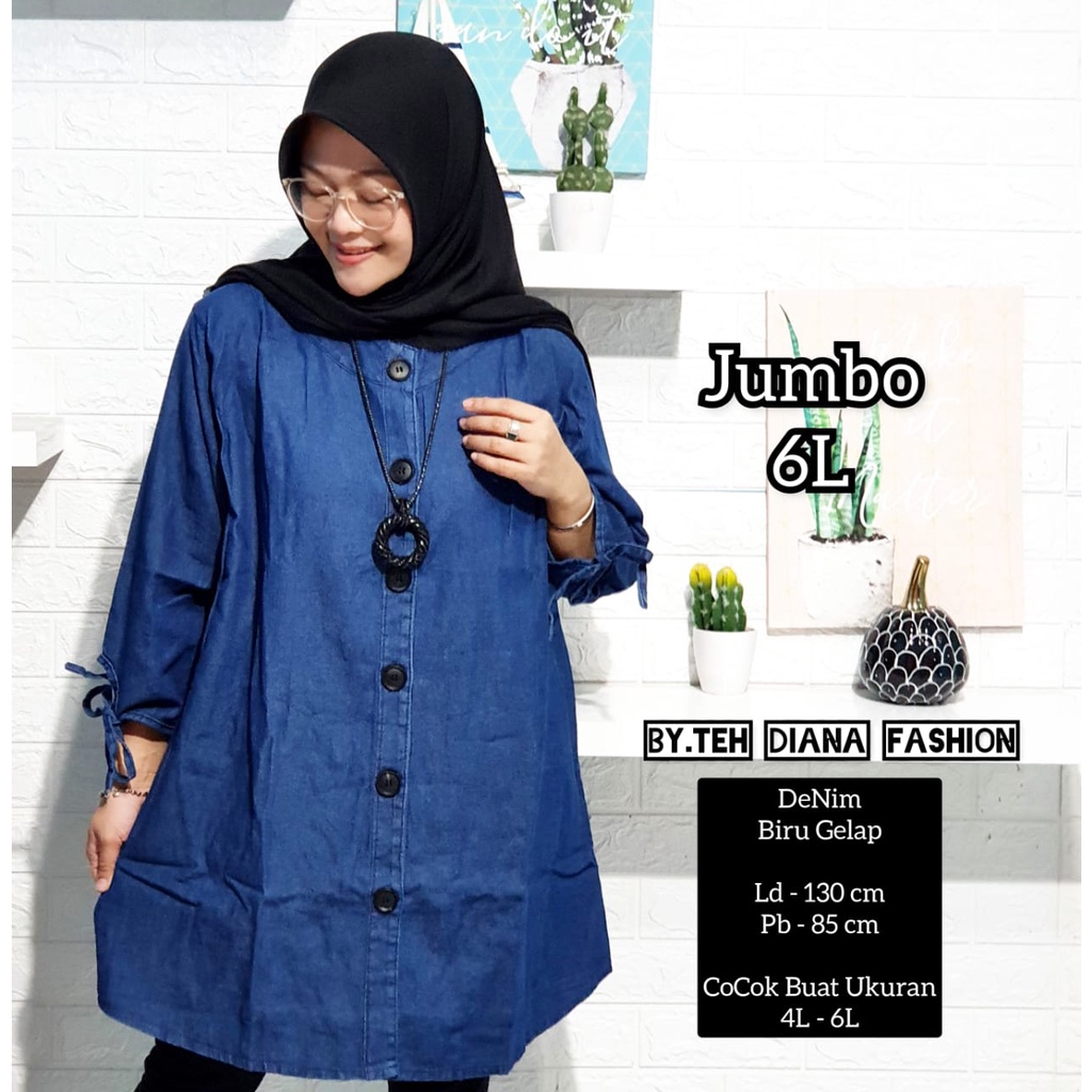 Jual TUNIK JEANS JUMBO DENIM Dahlia Kancing Besar | Shopee Indonesia