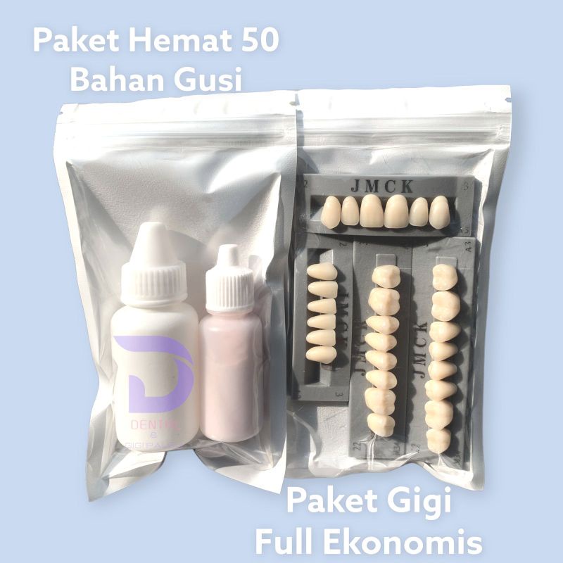 Jual PAKET EKONOMIS DENTAL GIGI PALSU FULLSET DAN BAHAN UNTUK GUSI GIGI ...