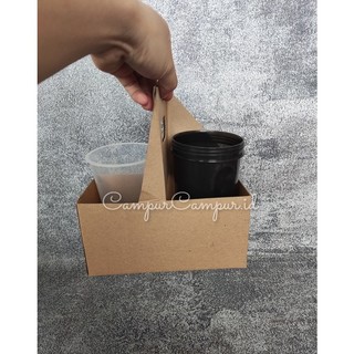 Jual Box Kardus Eflute Cup Holder Kopi Teh isi 2 19.5x9.5x21.5 | Shopee ...