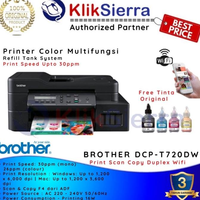 Jual BROTHER DCP-T720DW PRINTER INK TANK MULTIFUNCTION T720 WIFI DUPLEX ADF | Shopee Indonesia