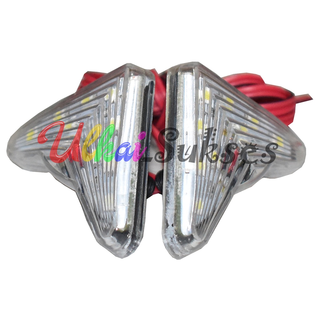 Jual Lampu Sen Motor Dan Mobil LED Tempel Model V Cahaya Putih Dan Biru ...