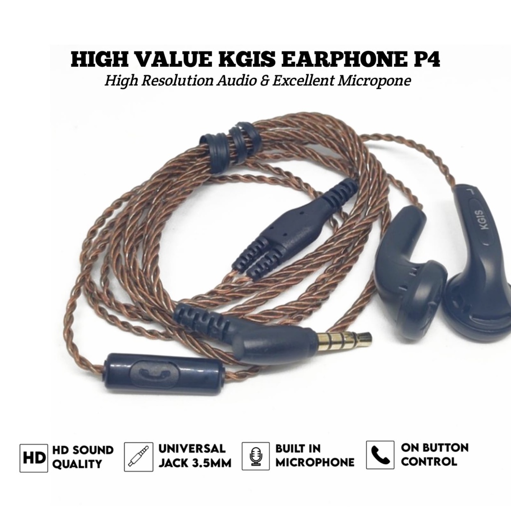 Jual High Value KGIS P4 Hifi Earphone With Mic Excellent Bass Headset ...