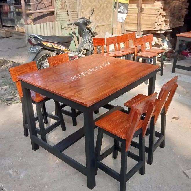 Jual Meja Makan Set, Meja Makan Cafe/Resto Jati Belanda Non Cod Fauofficial | Shopee Indonesia