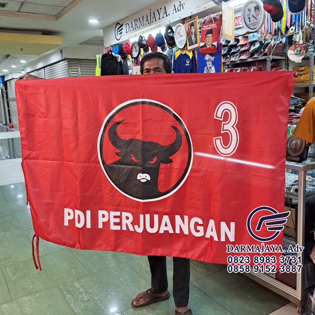 Jual bendera partai pdi perjuangan ukuran 100x150cm | Shopee Indonesia