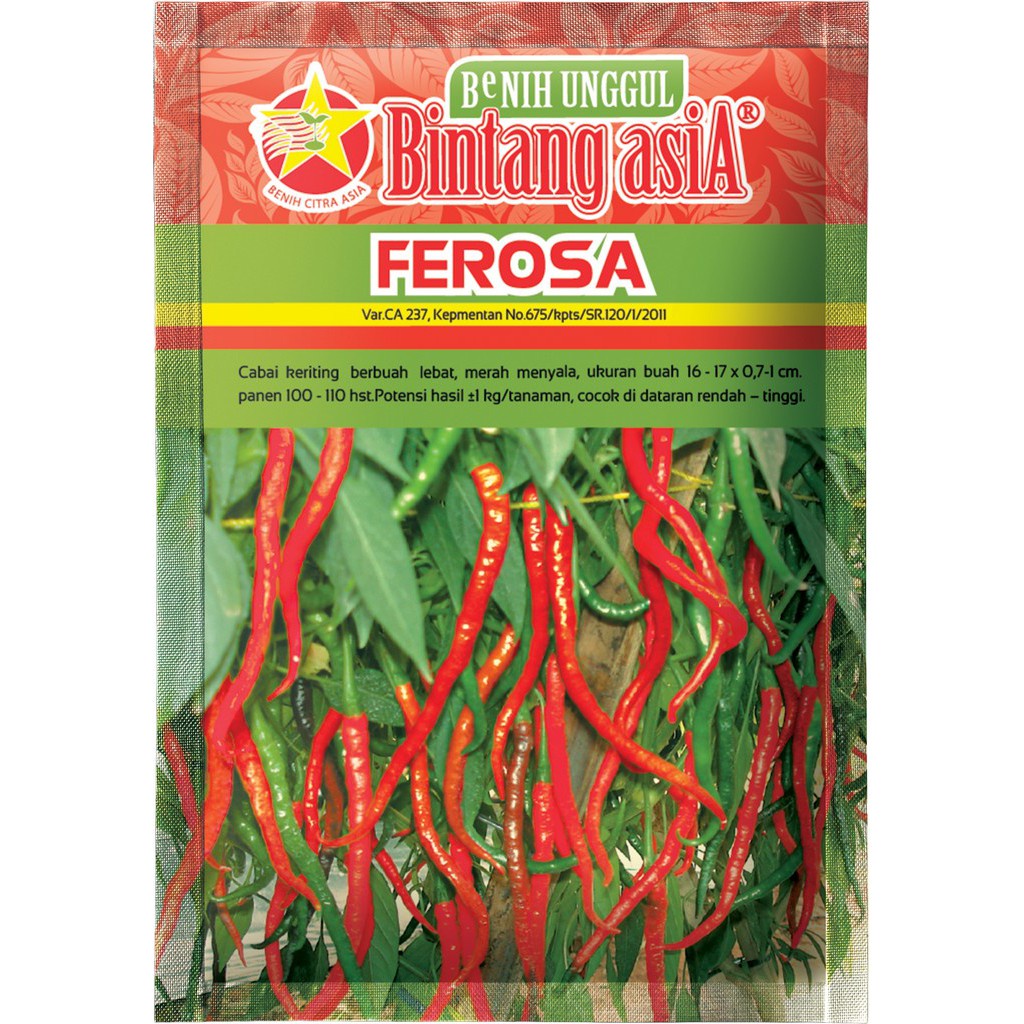 Jual Benih Cabai Cabe Keriting FEROSA 10 Gram Cap Bintang Asia PT Benih ...