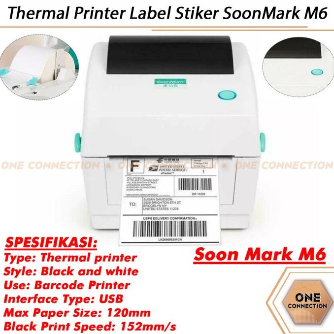 Jual Thermal Barcode Label Printer Soon Mark SoonMark M6 Sticker Label ...
