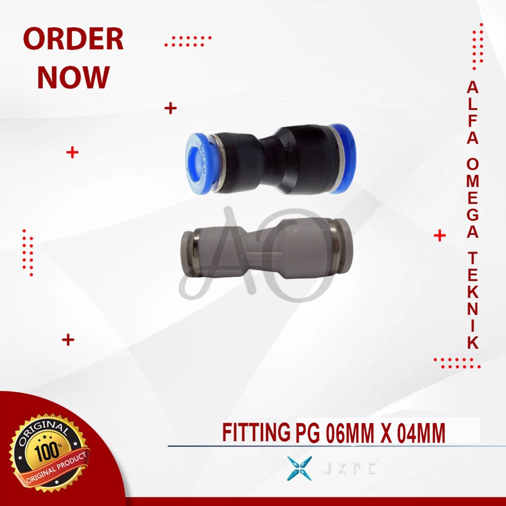Jual FITTING REDUCER 6MM X 4MM NEPEL PNEUMATIC SELANG PU NYLON PG 06-04 ...