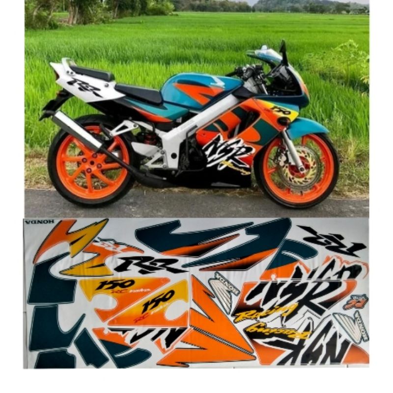 Jual Sticker striping honda NSR new rr hijau Oren laminasi glosy ...