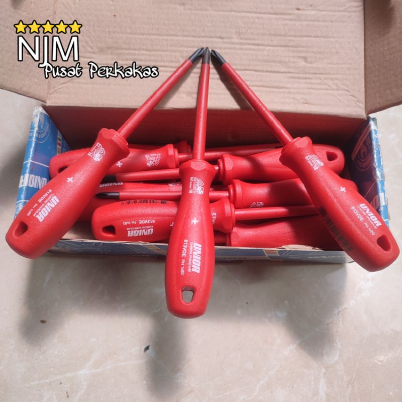 Jual UNIOR Obeng Listrik Model Minus 0.5 x 3.0 x 100 Mm Obeng Listrik ...