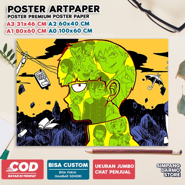 Jual Poster Mob Psycho 100 Shigeo Kageyama Katsuya Ekubo Tome Tenga ...