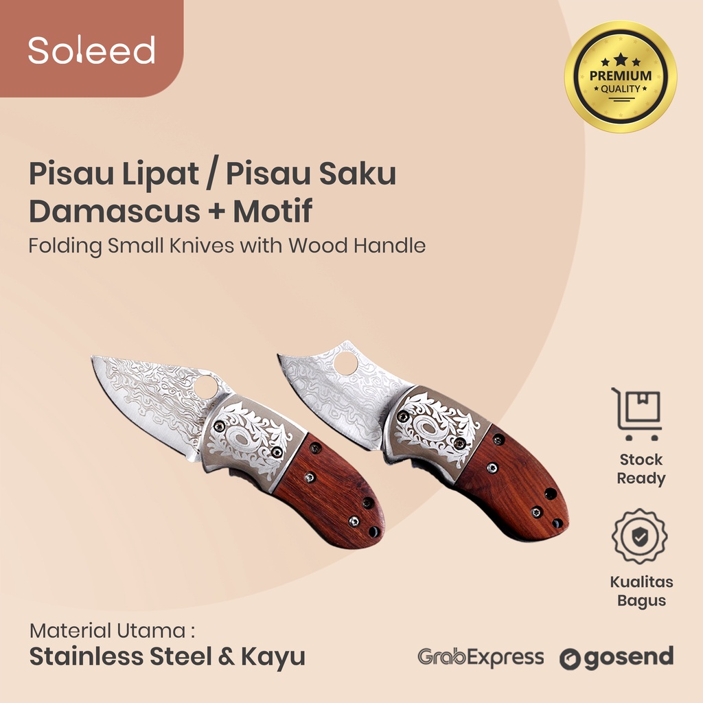 Jual SOLEED Pisau Lipat Mini Pocket Knife Damascus Pisau Saku | Shopee ...