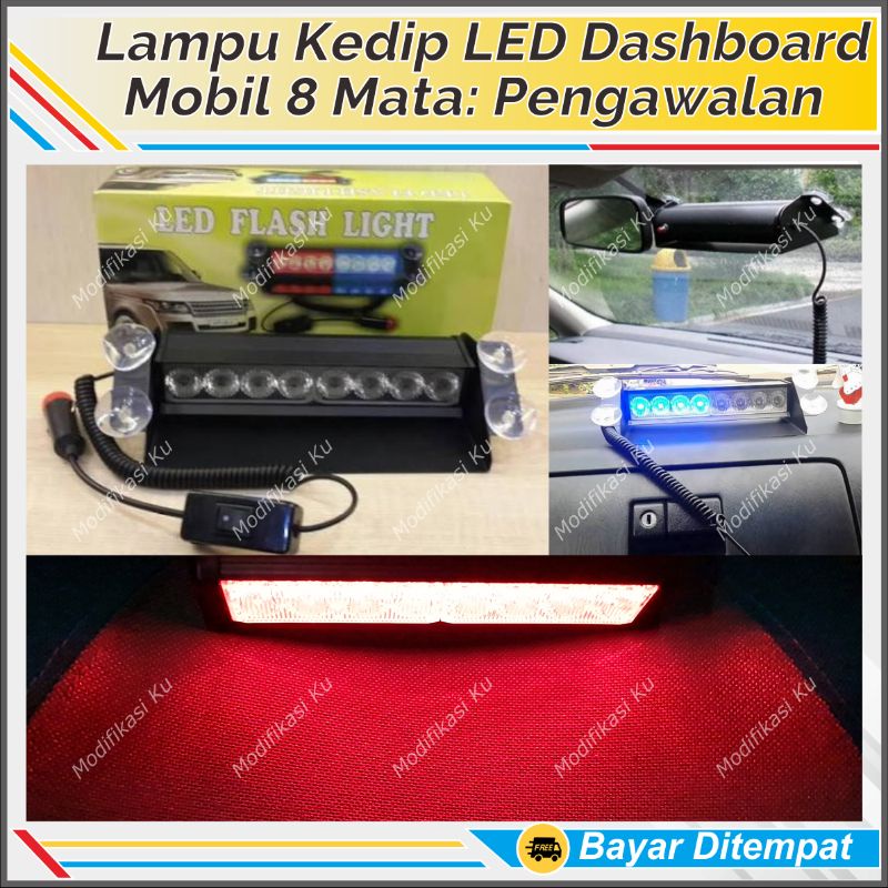 Jual LAMPU LED MOBIL KEDIP TEMPEL KACA DASHBOARD KABIN DEPAN 8 TITIK ...