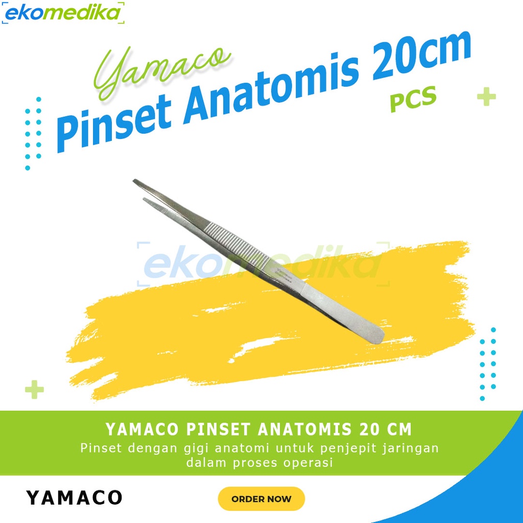 Jual Pinset Anatomis 20cm Yamaco Pinset Anatomi / Dressing Forceps 20 ...