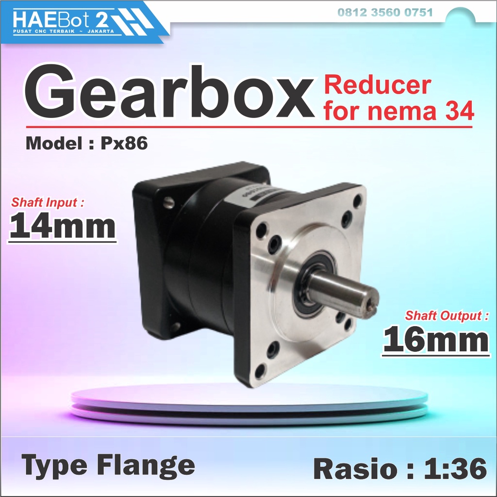 Jual [HAEBOT 2] Planetary Gearbox Reducer Px86 Stepper Nema 34 Rasio 1 : 36 As Shaft 14mm ...