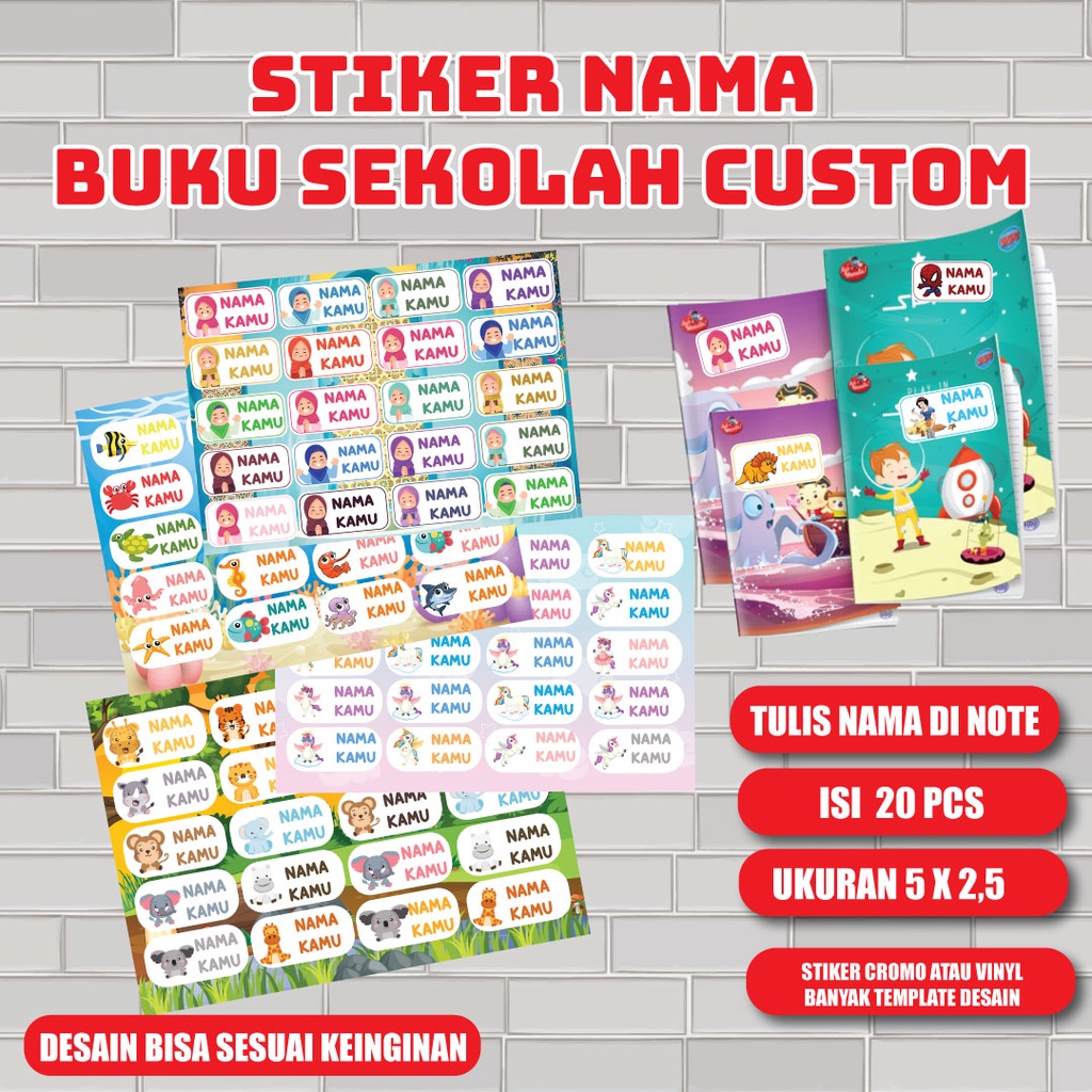 Jual STIKER NAMA UNTUK BUKU SEKOLAH DESAIN CUSTOM FREE DESAIN HARGA ...