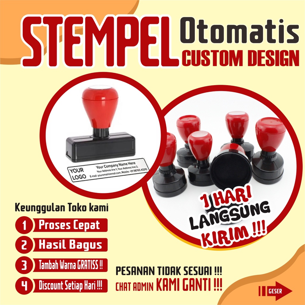 Jual Stempel, stempel otomatis desain custom, free tambah warna ...