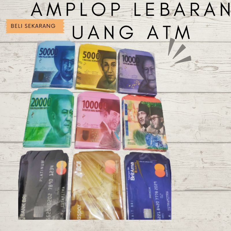 Jual (siap jual isi 10) Amplop Lebaran Viral motif uang kartu bank ...