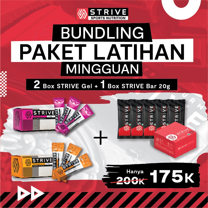Jual STRIVE - Paket Latihan Mingguan (2 Box STRIVE Gel + 1 Box STRIVE Bite Size) | Shopee Indonesia