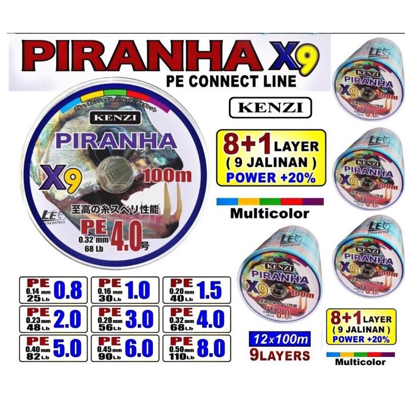 Jual SENAR PANCING PE PIRANHA X8 X9 X12 100 METER | Shopee Indonesia