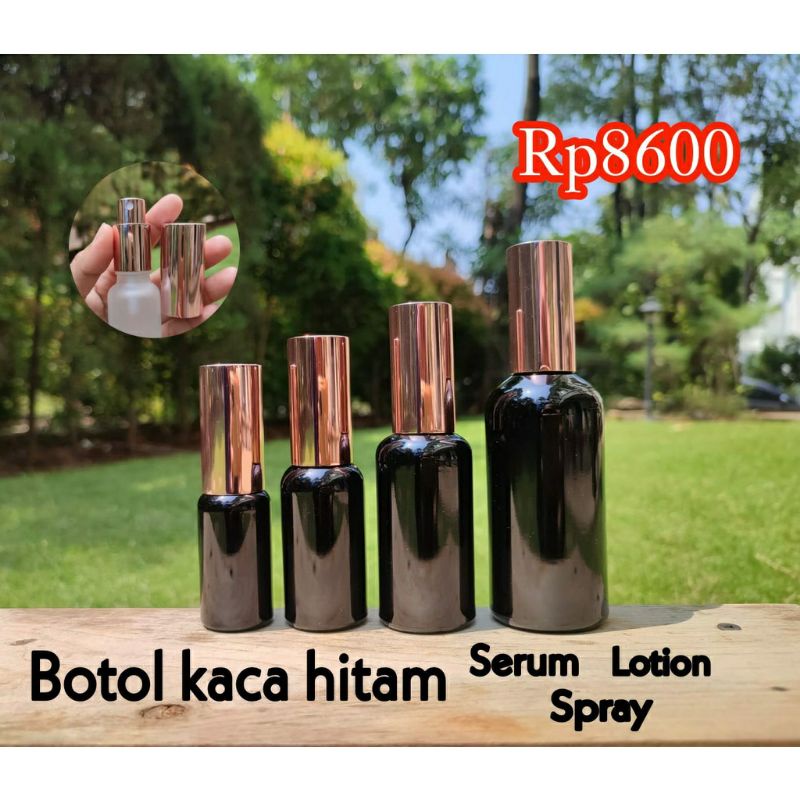 Jual Botol Kaca Black Mist Spray Treatment Skincare Botol Kaca Hitam ...