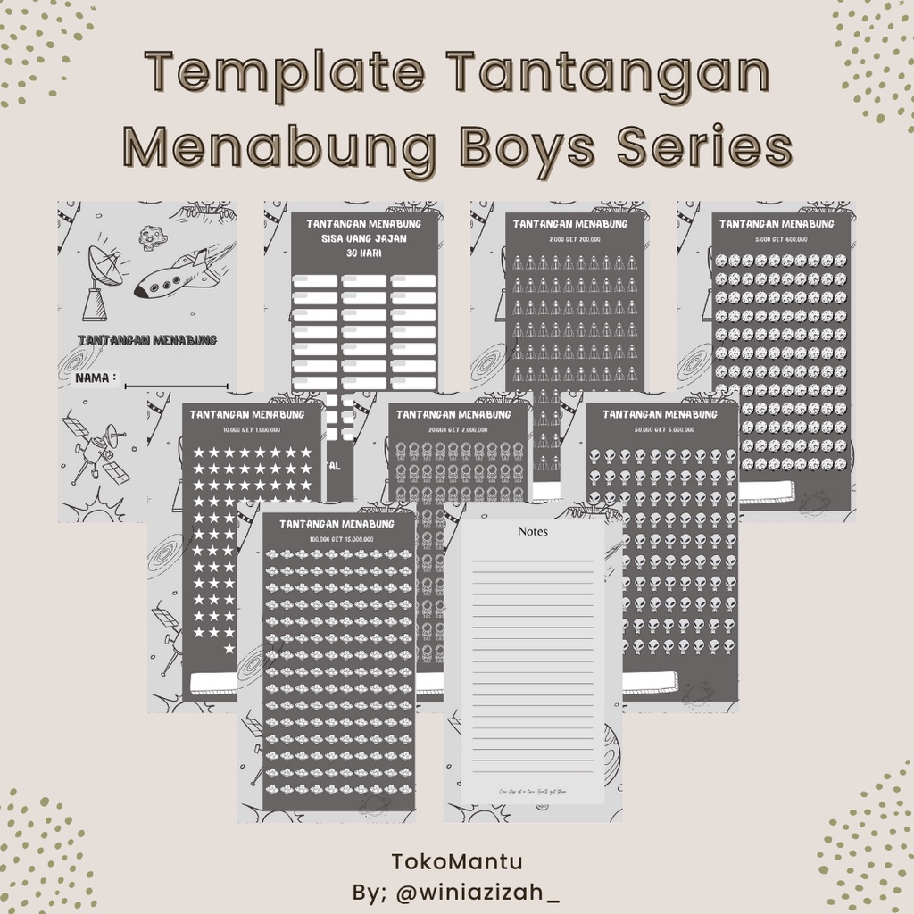 Jual (Satuan) BOY'S SERIES TEMPLATE TANTANGAN MENABUNG ANAK TABUNGAN ...
