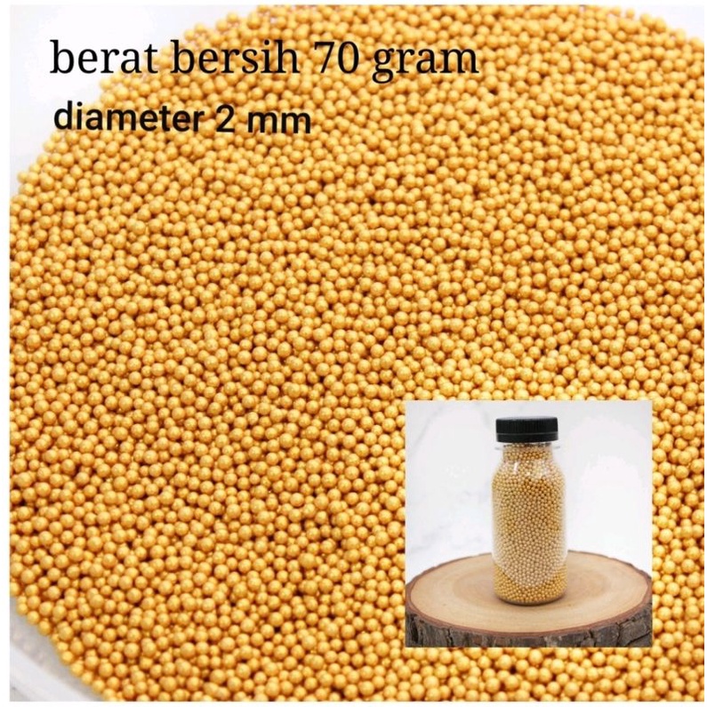 Jual Sugar sprinkle gold pearl 2 mm berat bersih 70 gram | Shopee Indonesia