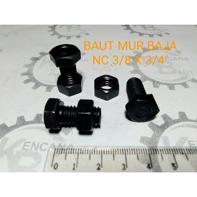 Jual BAUT MUR BAJA UNC 3/8 X 3/4" (2 cm) KUNCI 14 / BAUT MUR NC 3/8 X 3 ...