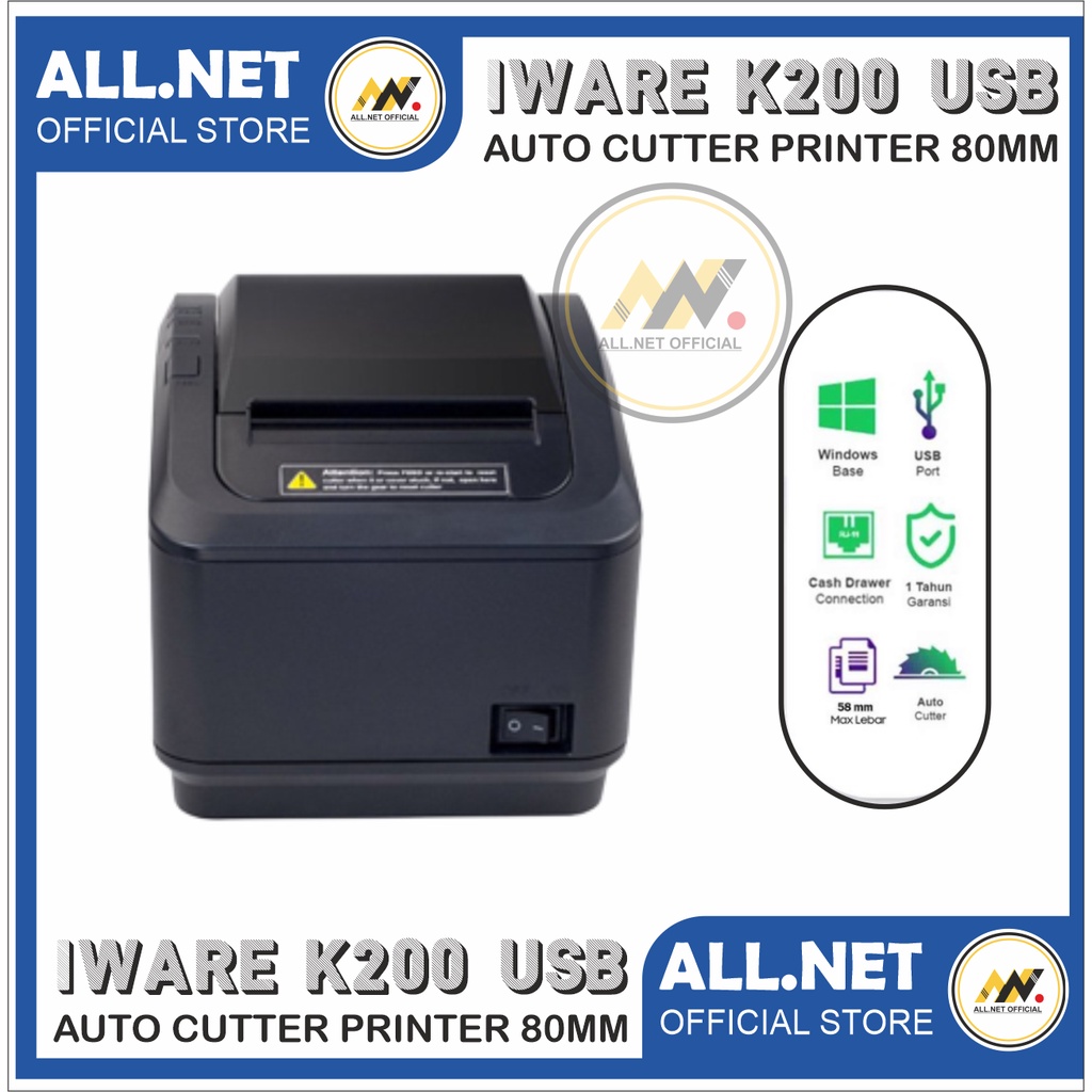 Jual Printer Thermal Kasir 80mm IWARE K-200 USB RJ11 Autocutter Cetak ...