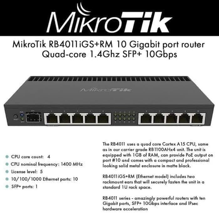 Jual MikroTik RB 4011 iGS + RM RB4011iGS+RM Full Setting Hotspot dan ...
