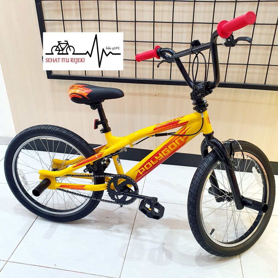 Jual SEPEDA BMX FREESTYLE POLYGON HUSTLE YELLOW 20 INCH DENGAN ROTOR ...