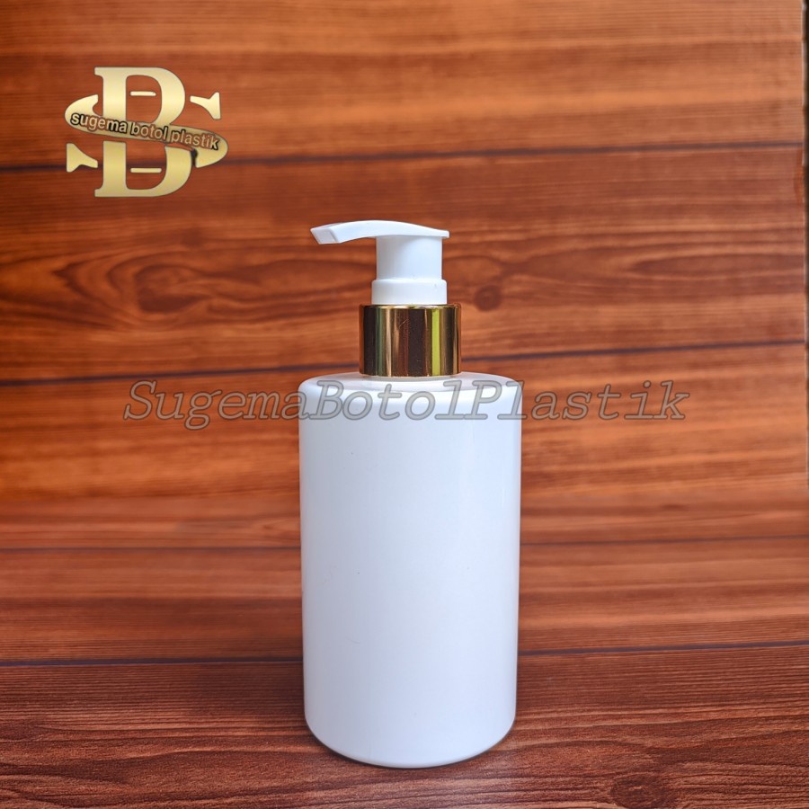 Jual botol pump gold 250ml rf dioli tutup gold botol putih | Shopee Indonesia