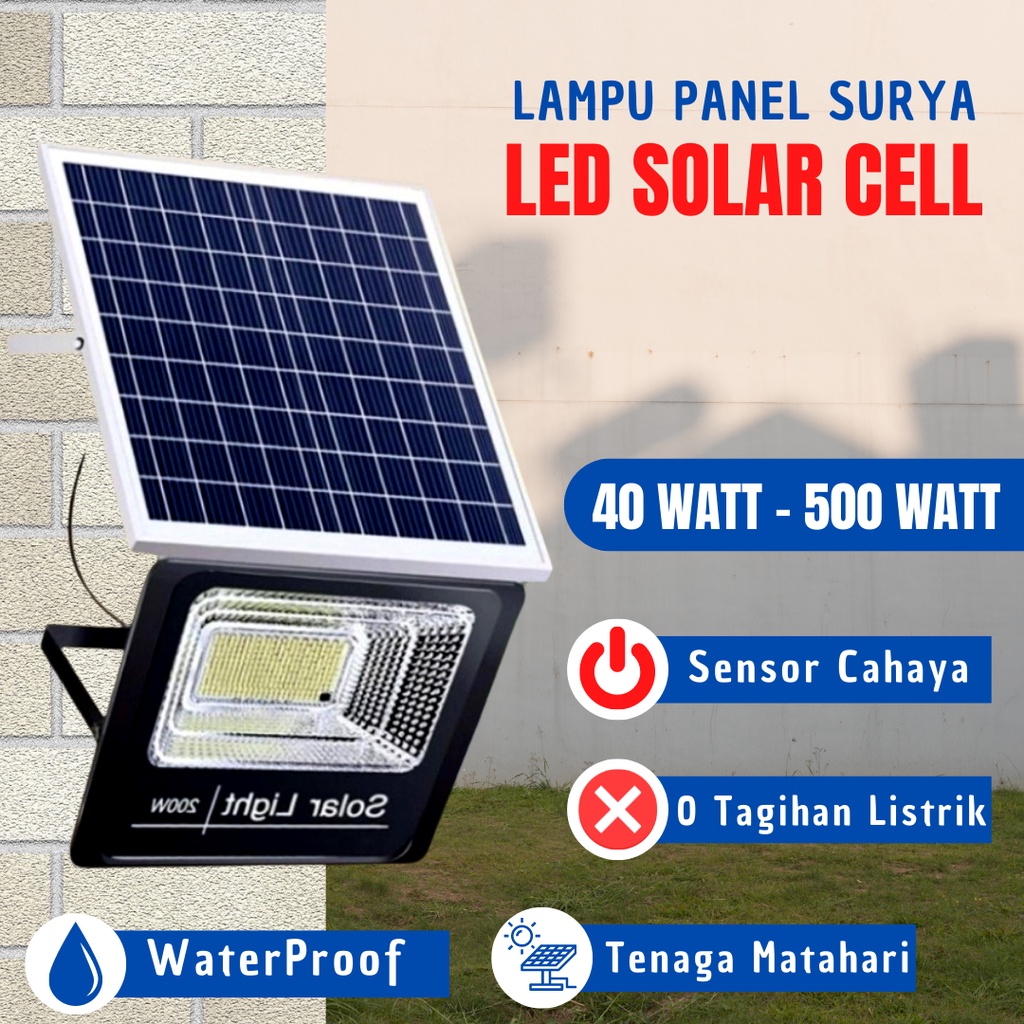 Jual LAMPU SOROT SOLAR CELL 40 W 60 W 100W 200W 300 W 500W Panel Surya LED - DAYLIGHT | Shopee ...