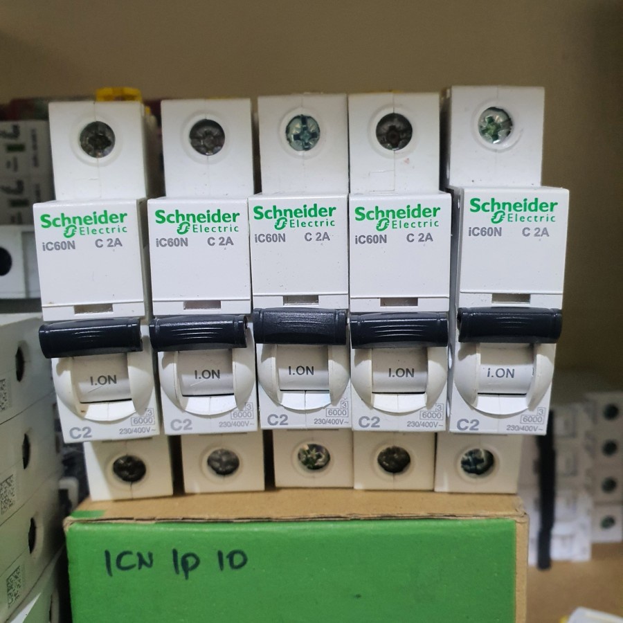 Jual MCB Miniature Circuit Breaker Schneider IC60N 1P 2A 1phase 1 phase A9F74102 Acti9 2 a 6ka ...
