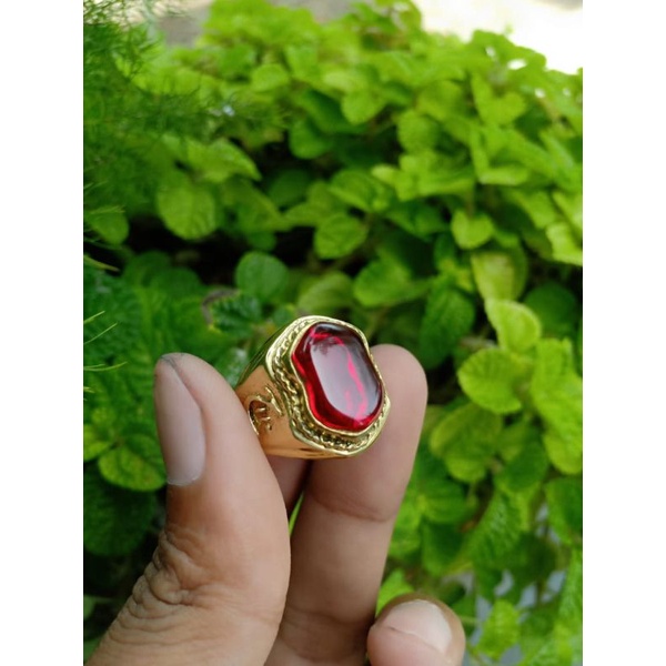 Jual cincin akik batu Siem terompah Rosulullah SAW / cincin akik merah ...