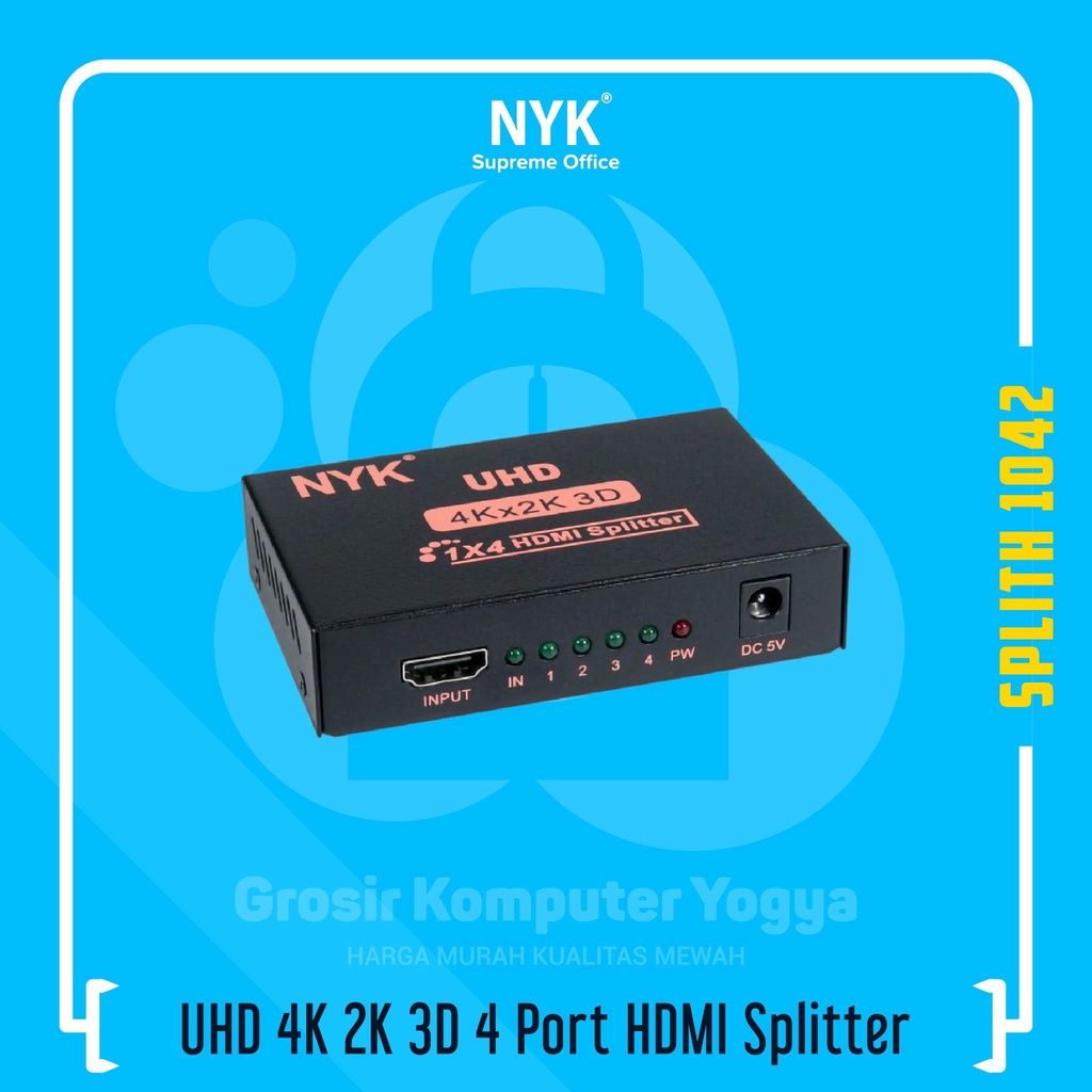 Jual NYK UHD 4K 2K 3D 4 Port 1 Input 4 Output HDMI Splitter | Shopee Indonesia