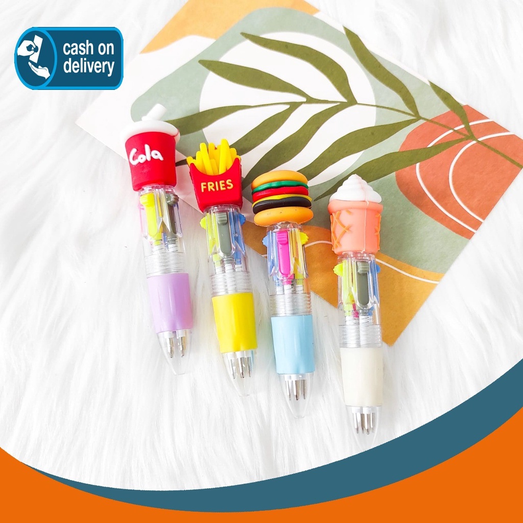 Jual PULPEN 4 WARNA FAST FOOD PEN BURGER ICE CREAM COLA KENTANG ALAT ...
