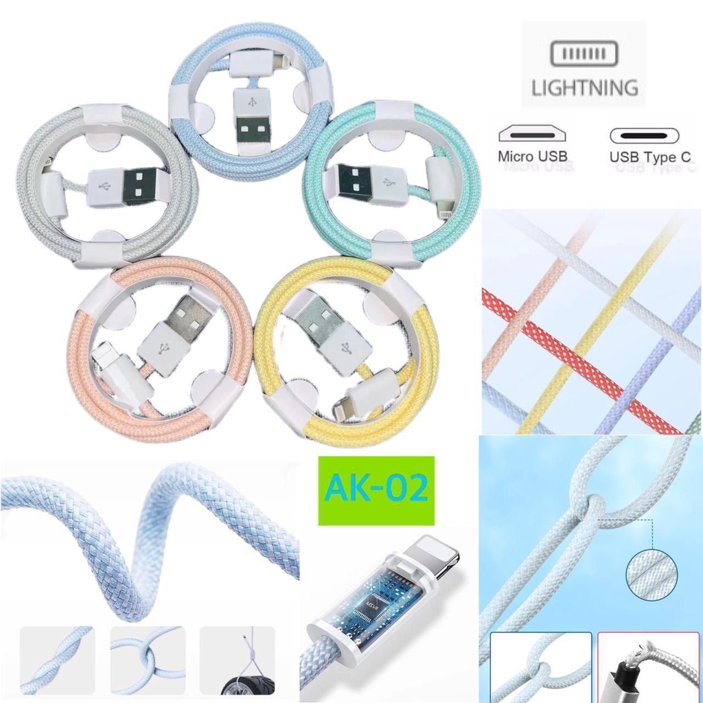 Jual Kabel Data Macaron AK-02 Ori 99% Cable Fast Charging AK02 | Shopee ...
