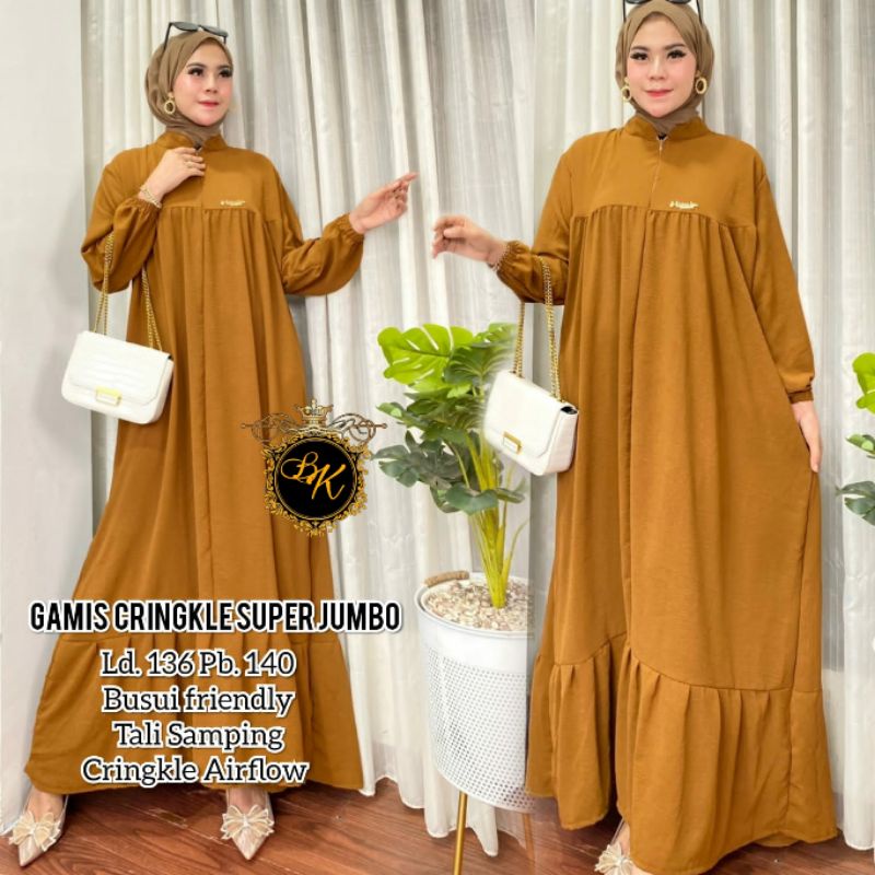 Jual Terbaru Gamis Cringkel Jumbo Ld 130 | Longdress Kombinasi Jumbo Ld 130 | Gamis Midi Jumbo ...