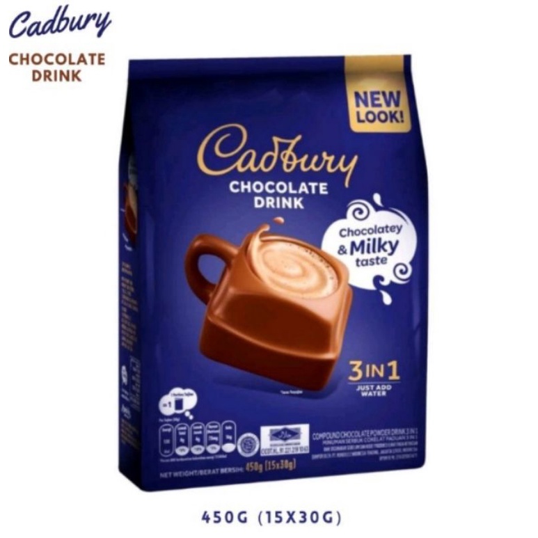 Jual Cadbury Chocolate Drink New Chocolatey & Milky Taste 15x30g (450g ...