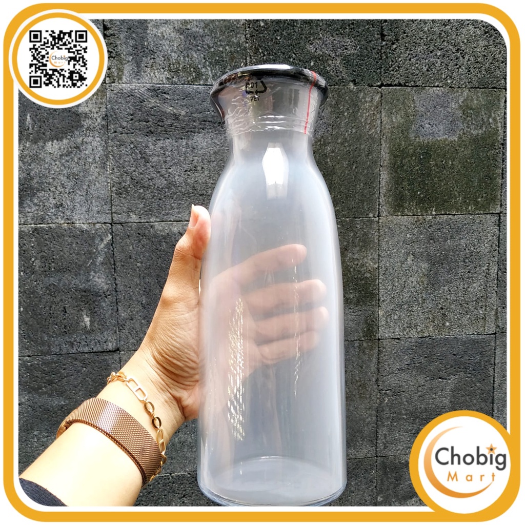 Jual CHOBIG Botol Air Minum Minimalis Estetik Cantik Kaca Bening 1000ml ...