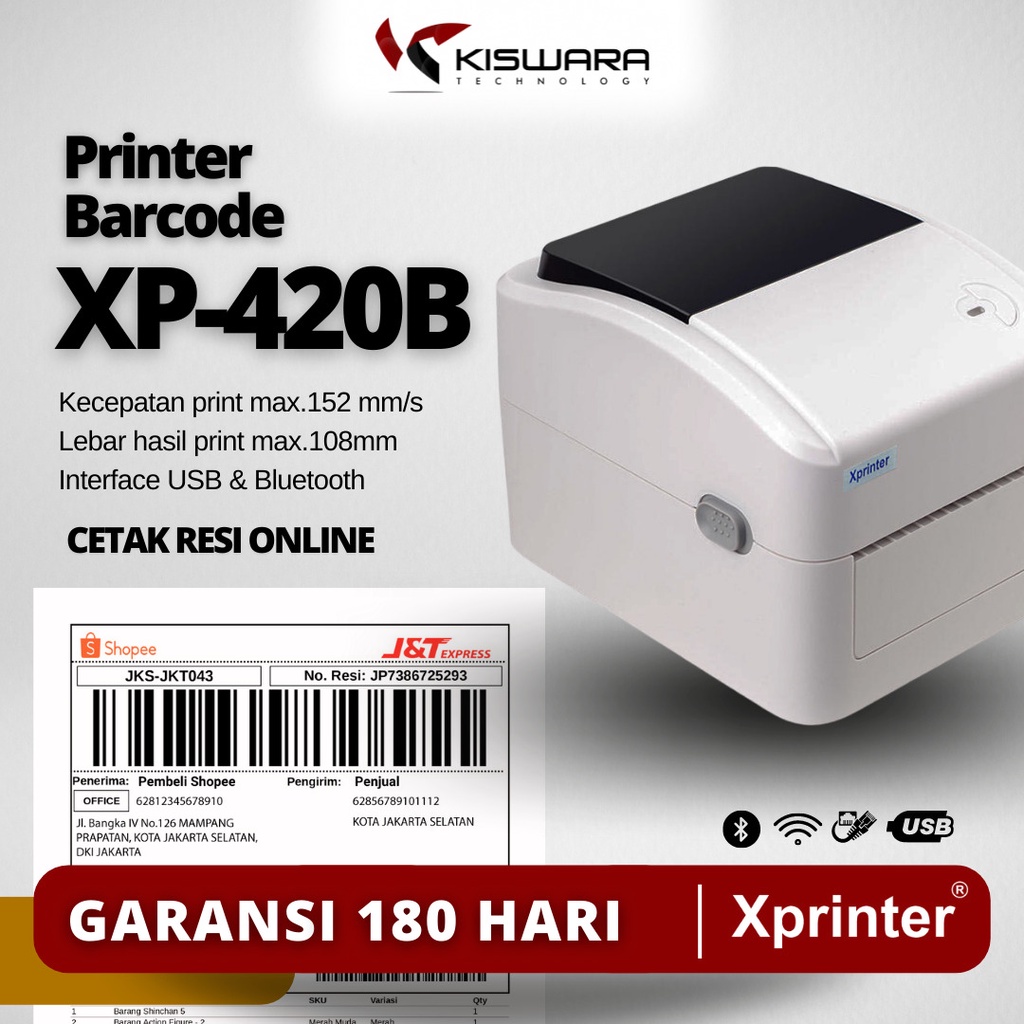 Jual Xprinter Printer RESSI Printer Printer Barcode XP420B USB BLUETOOTH | Shopee Indonesia