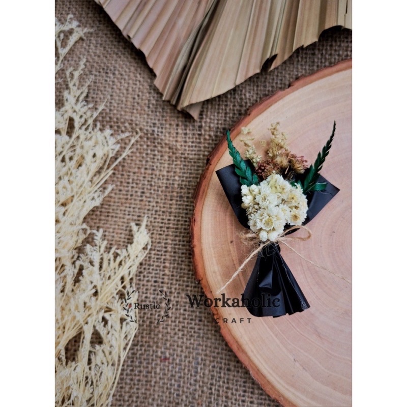 Jual Kartu Ucapan Vintage Bunga Kering Mini Bucket Bunga Kering