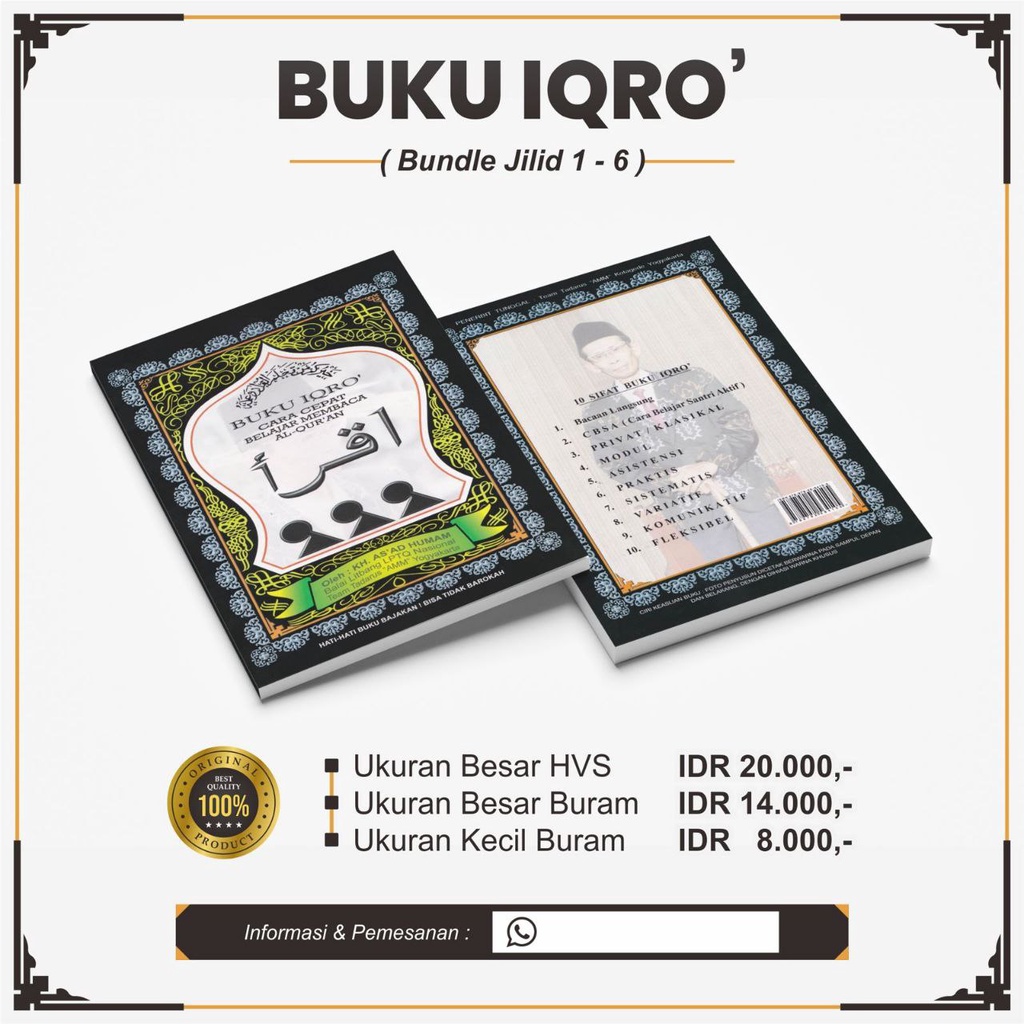 Jual Buku Iqro Besar Plus Juz Amma | Buku Iqra Kertas HVS Ukuran A5 KH ...