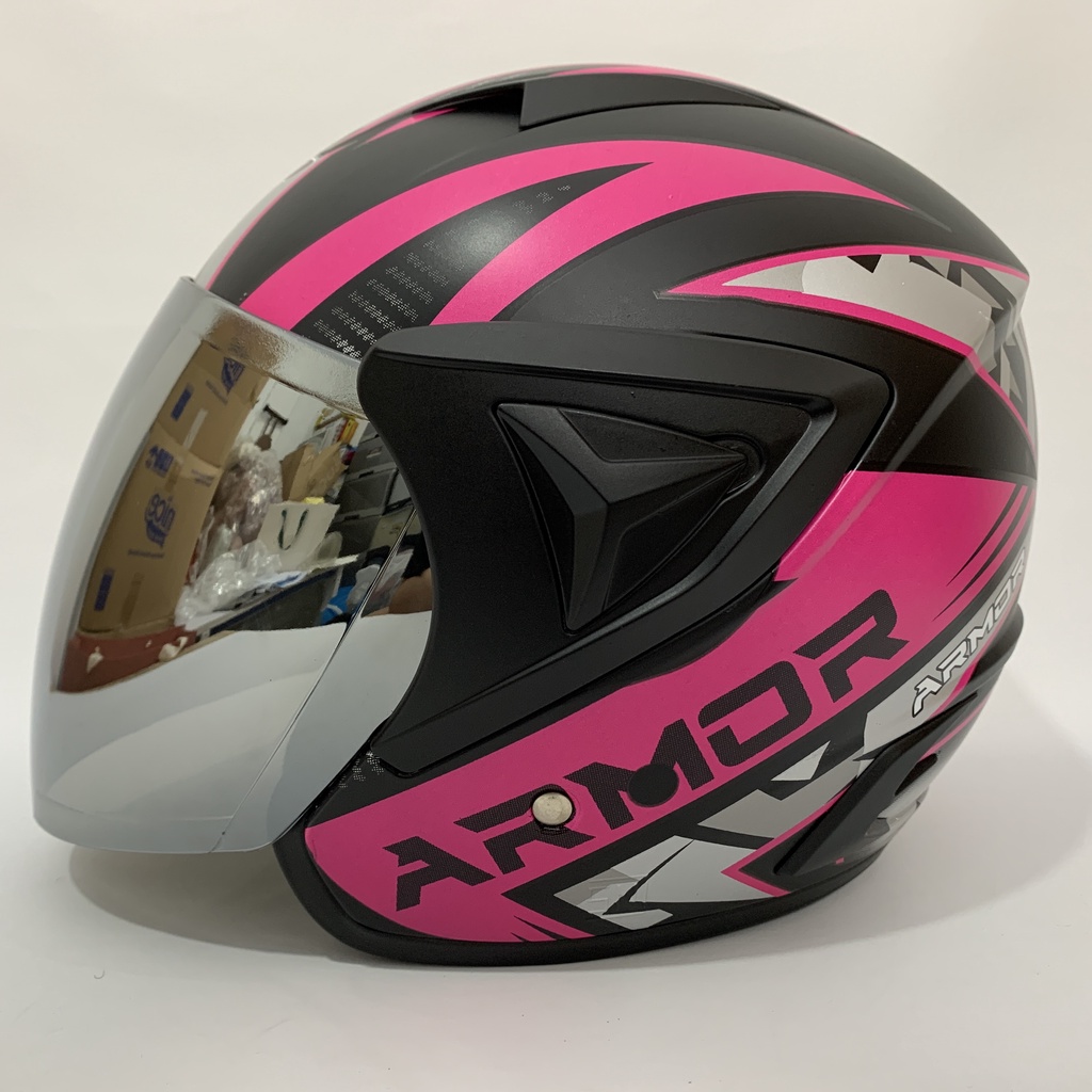 Jual Helm JP 13 Armor Pink Magenta Hitam Doff - Helem Helmet SNI Dewasa ...