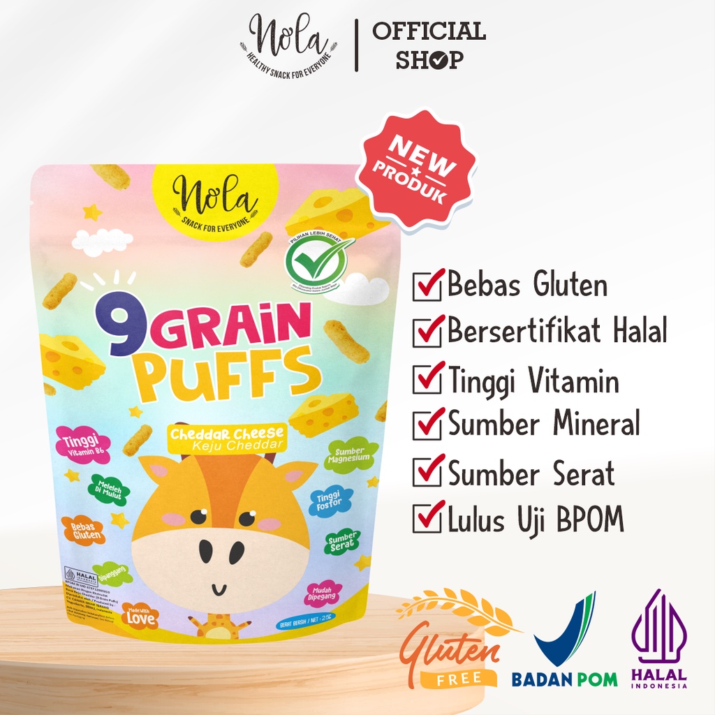 Jual Nola 9 Grain Puffs Cheddar Cheese (Rasa Keju Cheddar) 25 Gram ...