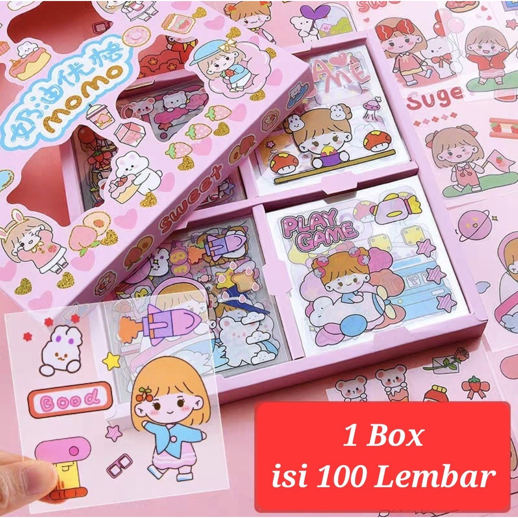 Jual Stiker tempel karakter kartun/Sticker Viral Momo untuk anak anak ...