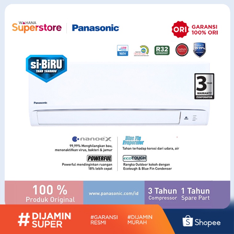 Jual Panasonic AC Split Wall Mounted Dinding Standard Deluxe Indonesia ...