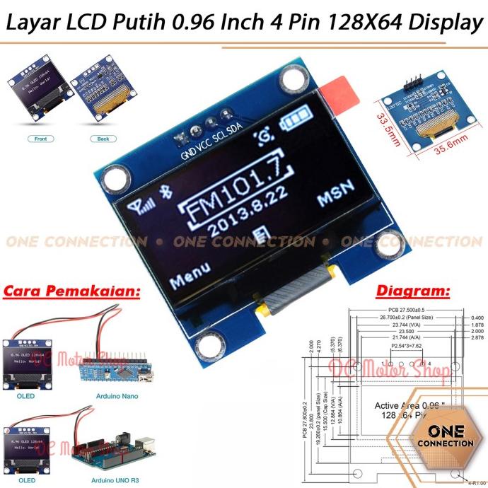 Jual OLED WHITE PUTIH 0.96 INCH I2C IIC 128X64 DISPLAY MODULE LCD ...